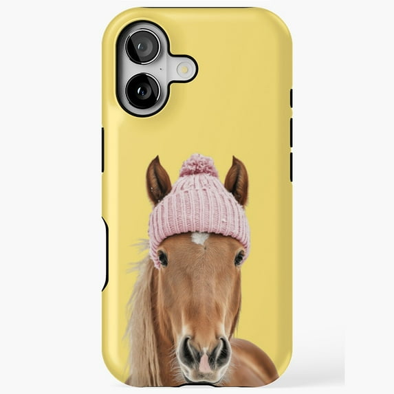 Cozy Horse in Pink Winter Hat Fashion Phone Case 17 16 15 14 13 12 11 ...