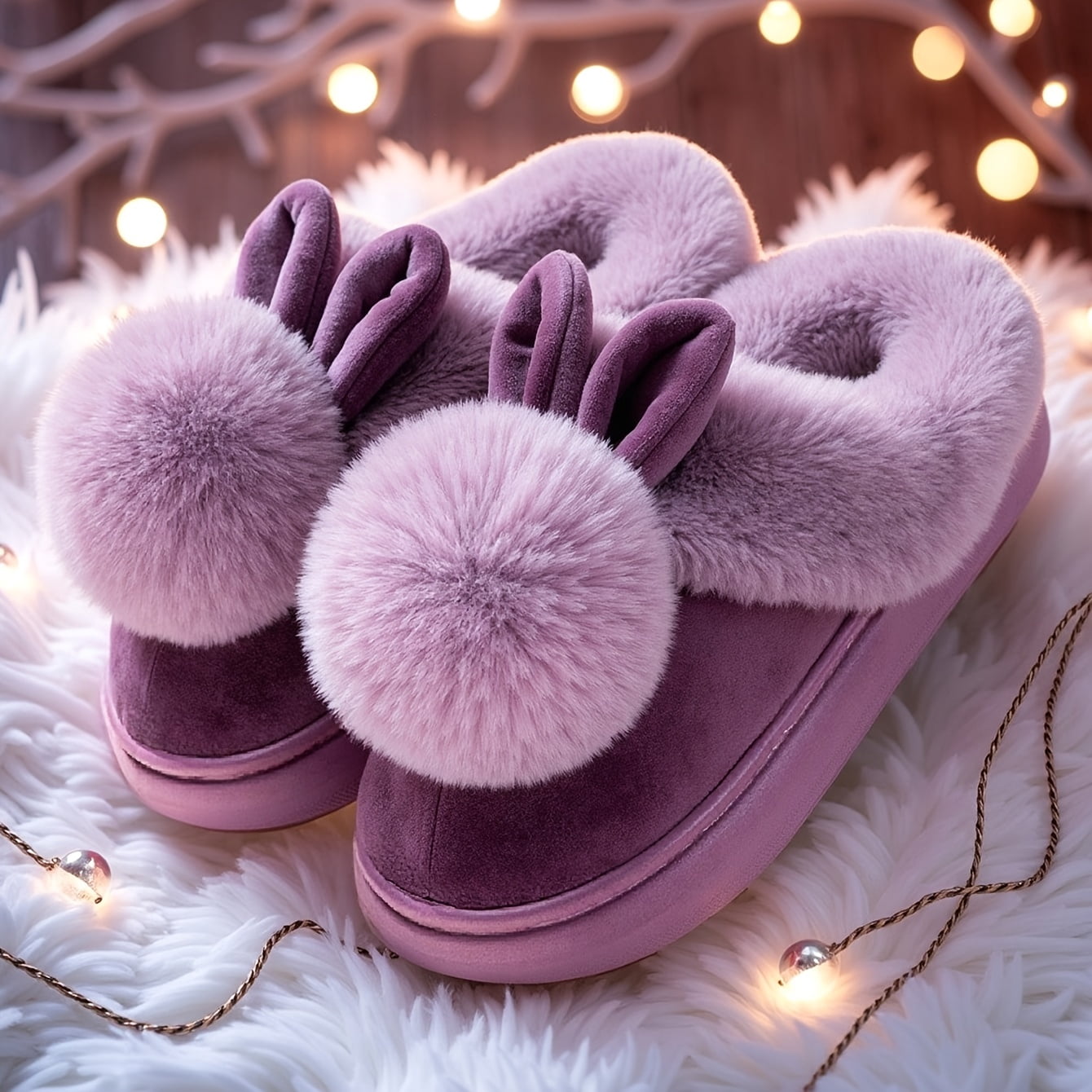 Cozy House Slippers for Women in 2025 - Fluffy Ear And Pom Pom Indoor ...