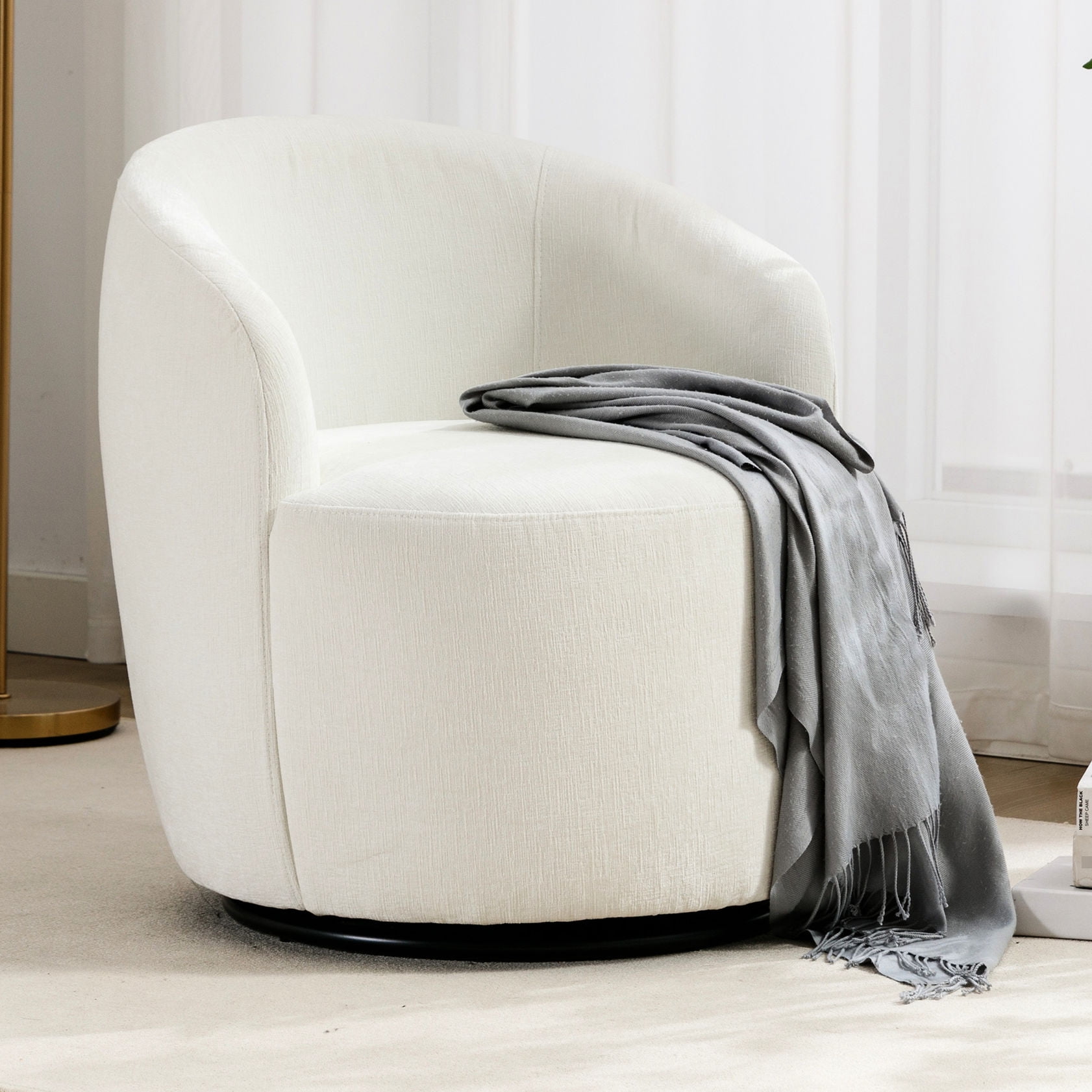 Cozy Indoor Seating Experience - 360° Rotating Chenille Armchair ...