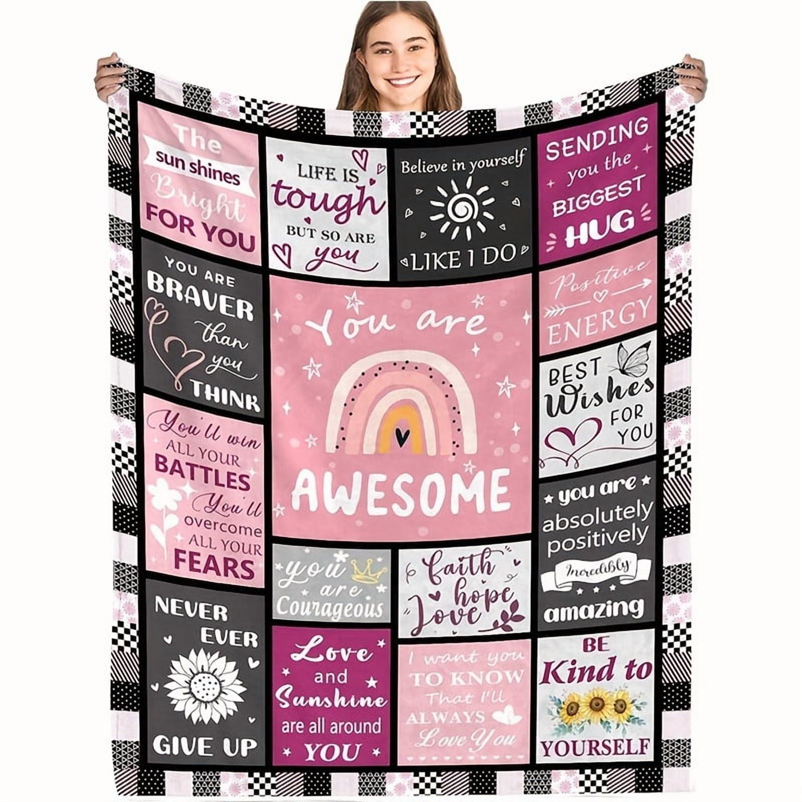 Cozy Inspirational Quote Flannel Throw Blanket - Soft Touch, Preppy ...