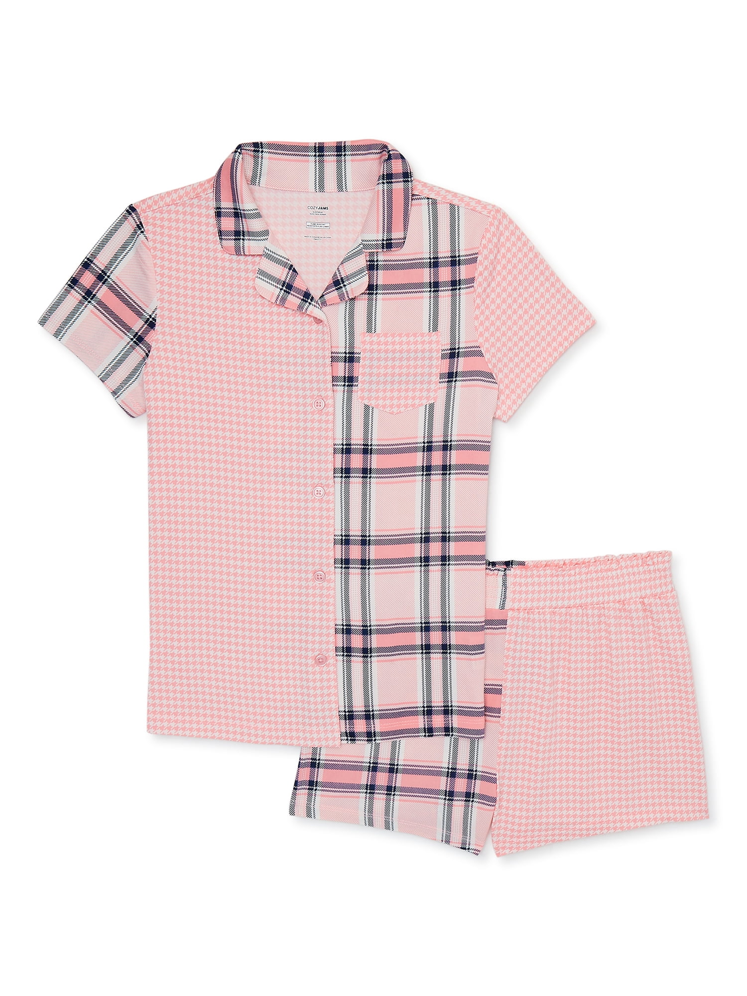 Cozy Jams Girls Short Sleeve Pajama Coat and Shorts Set, 2-Piece, Sizes ...