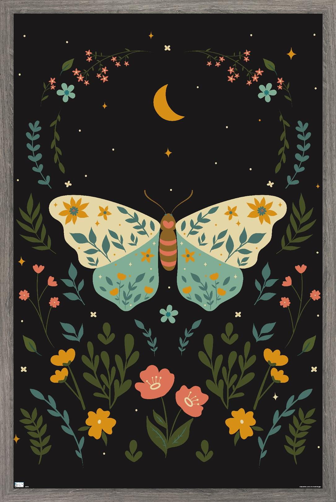 Cozy Joy - Boho Butterfly Wall Poster, 14.725" x 22.375" Framed ...