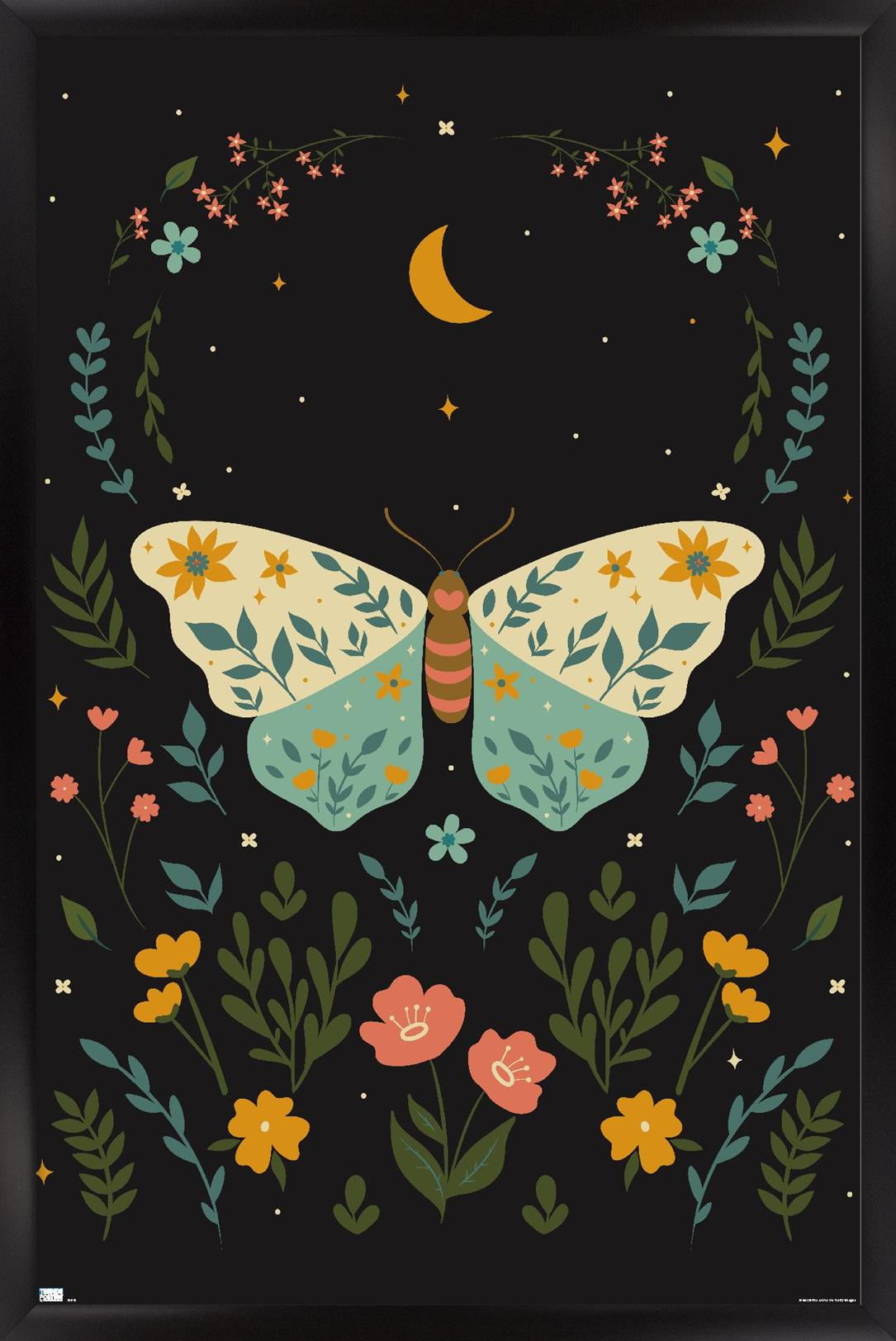 Cozy Joy - Boho Butterfly Wall Poster, 14.725" x 22.375" Framed ...