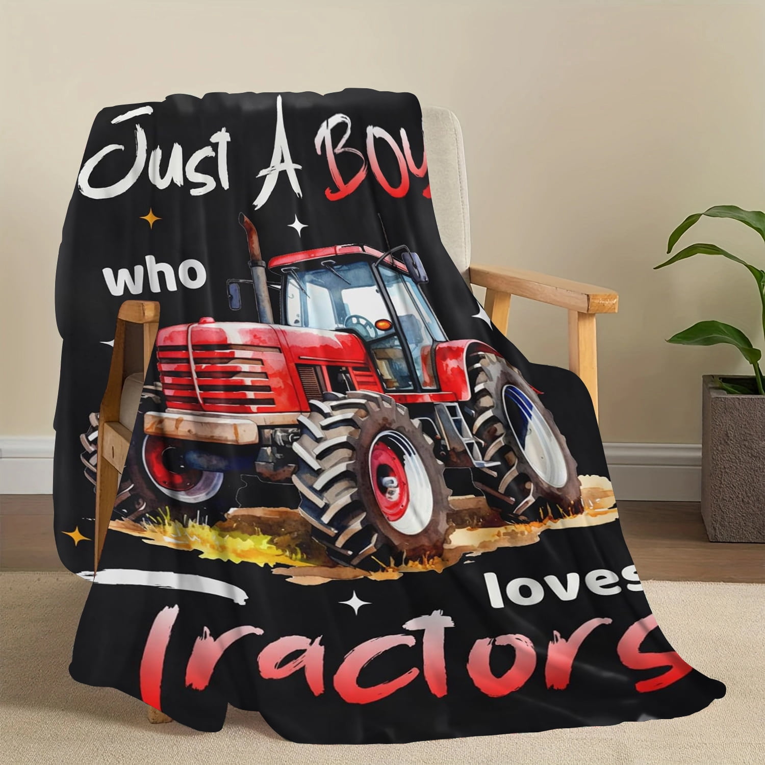 Cozy "Just A Boy Who Loves Tractors" Flannel Blanket Soft Warm All ...