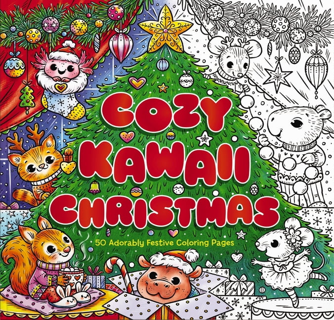 Cozy Kawaii Christmas: 50 Adorably Festive Coloring Pages, (Paperback ...