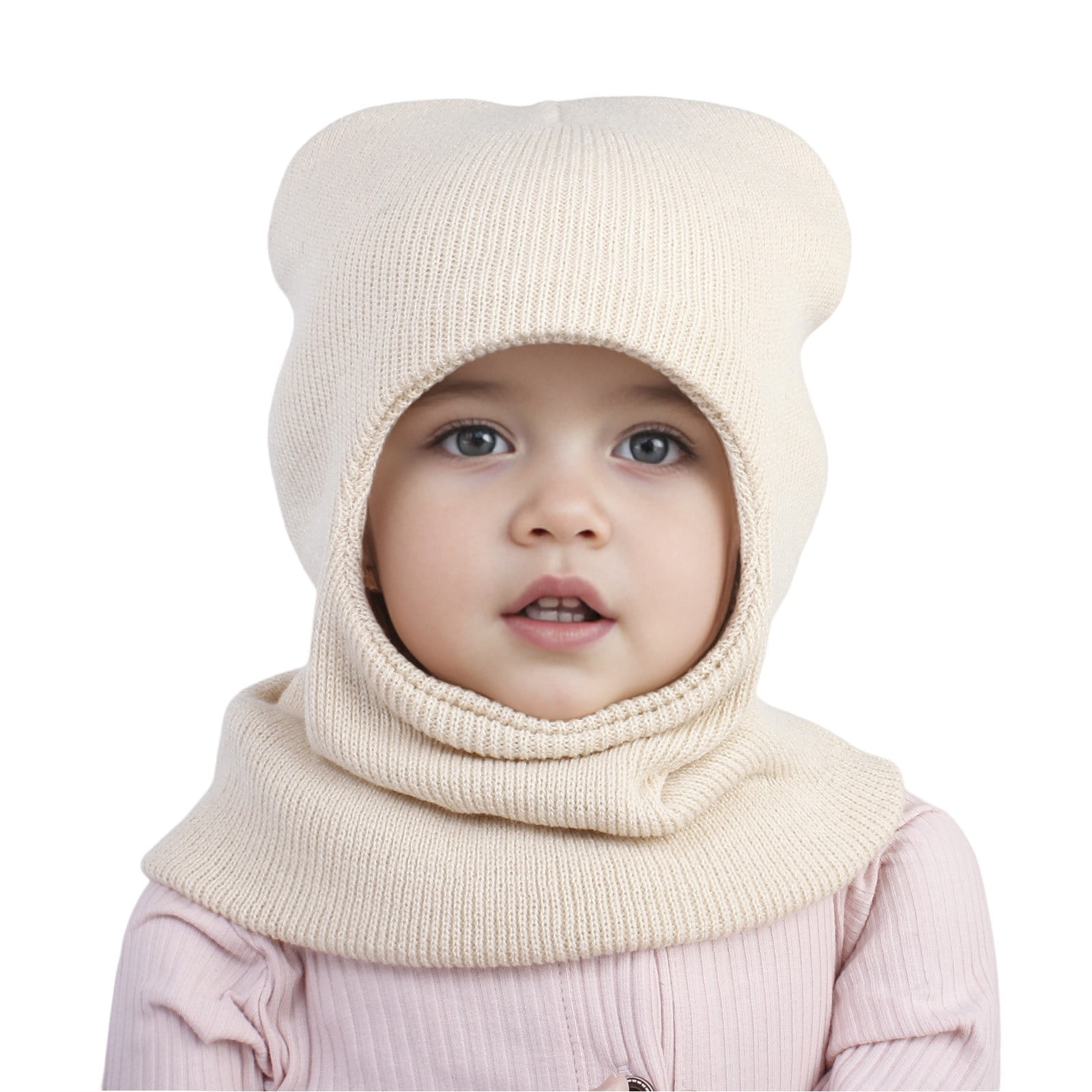 Kids Winter Hat with Scarf Warm Knit Hooded Cap for Boys Girls Toddler ...