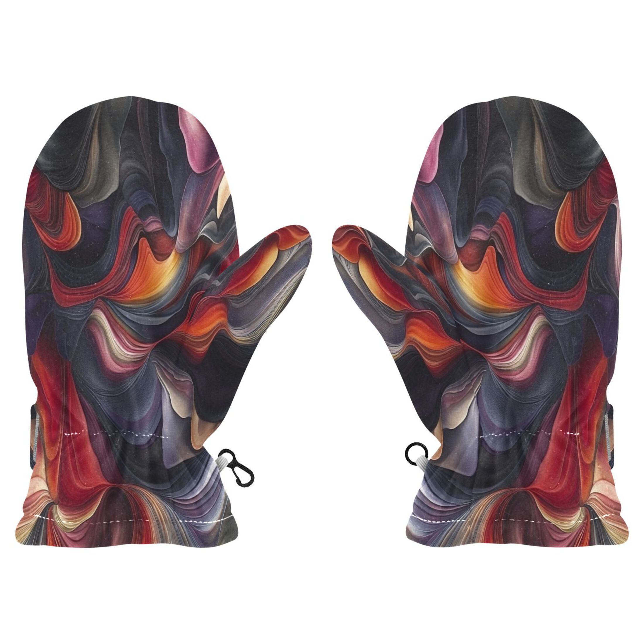 Cozy Kids Winter Gloves with Adjustable Fit,Abstract Shapes Design ...