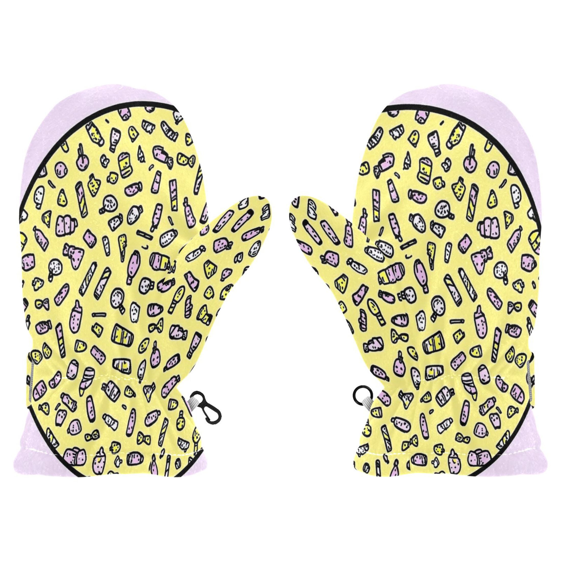 Cozy Kids Winter Gloves with Adjustable Fit,Candy Pattern Design Perfect for Outdoor Fun ...