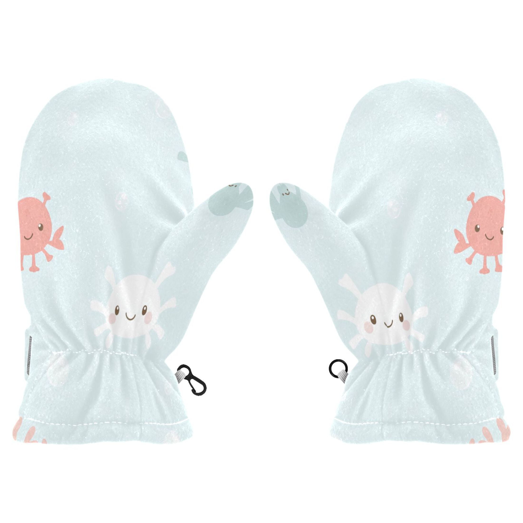 Cozy Kids Winter Gloves with Adjustable Fit,Cute Marine Creatures ...