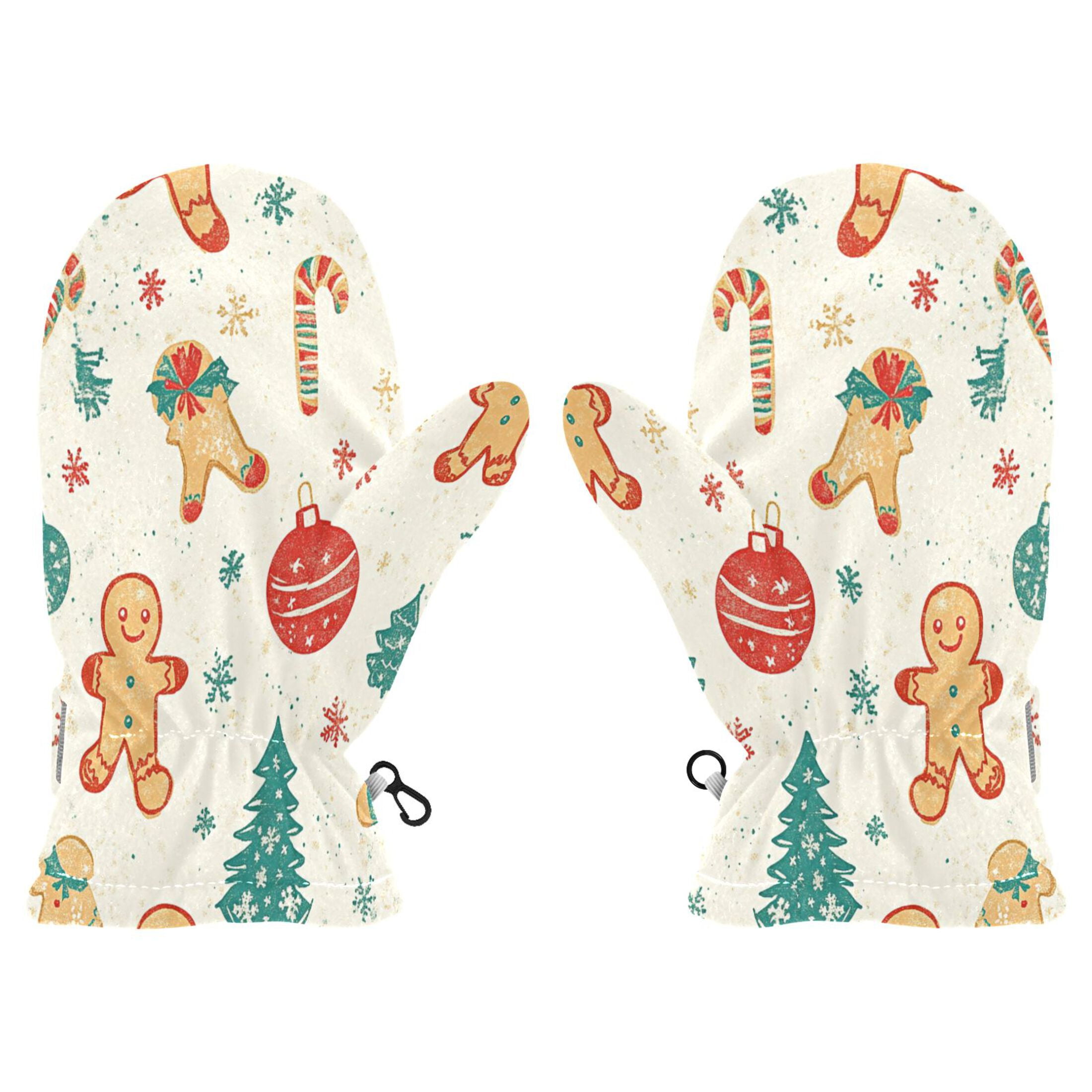 Cozy Kids Winter Gloves with Adjustable Fit,Gingerbread Man Element ...