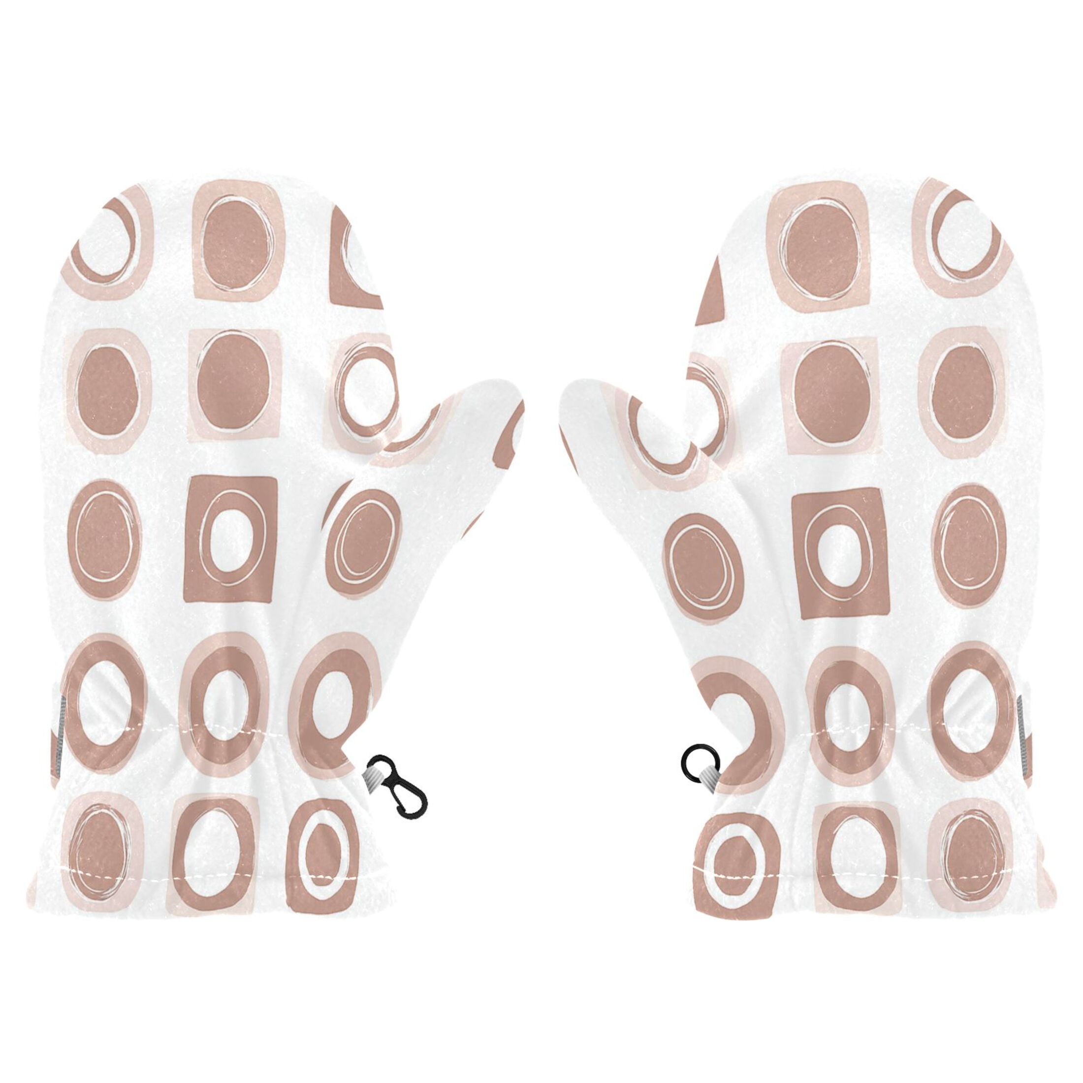 Cozy Kids Winter Gloves with Adjustable Fit,Light Colored Squares ...