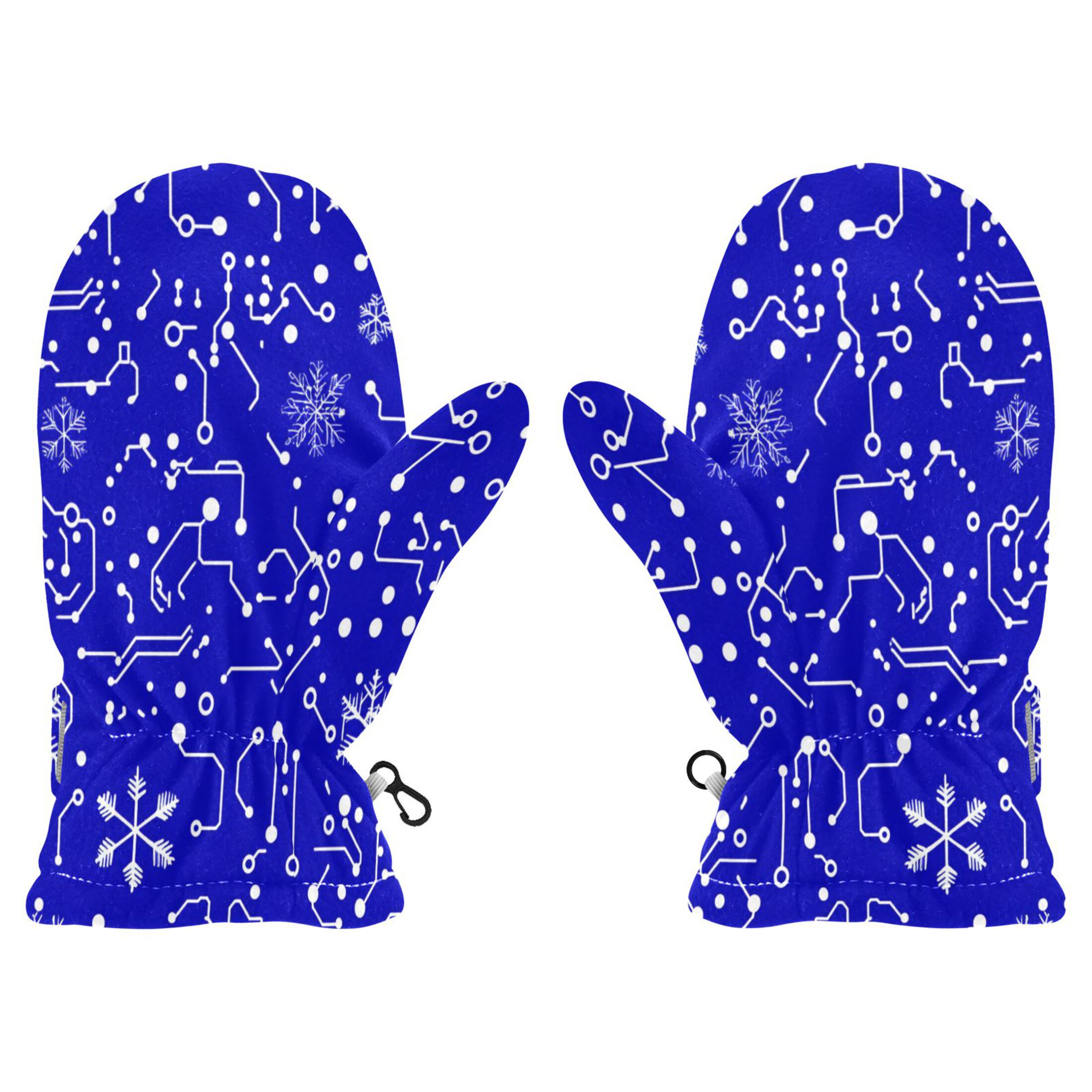 Cozy Kids Winter Gloves with Adjustable Fit,Snowflakes Circuit Patterns ...