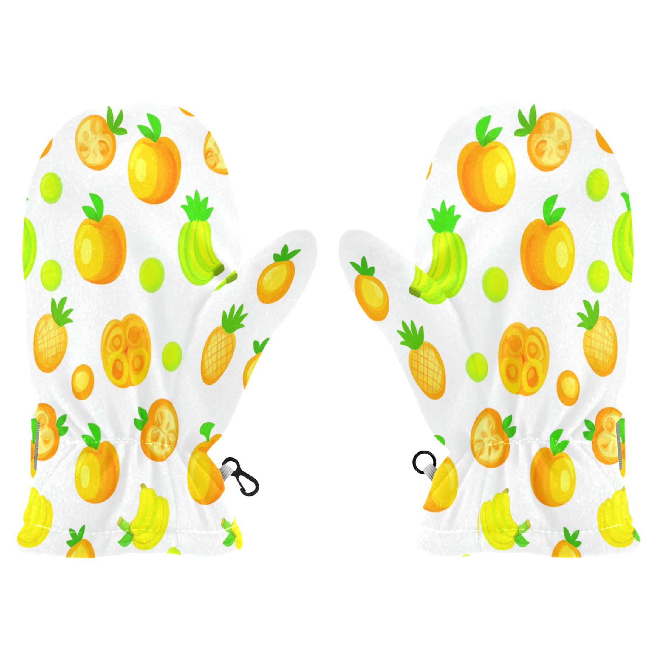 Cozy Kids Winter Gloves with Adjustable Fit,Tropical Fruit Pattern ...