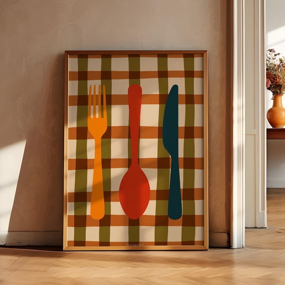 Cozy Kitchen Poster Utensils Retro Dinning Room Decor Wall Art Rustic ...