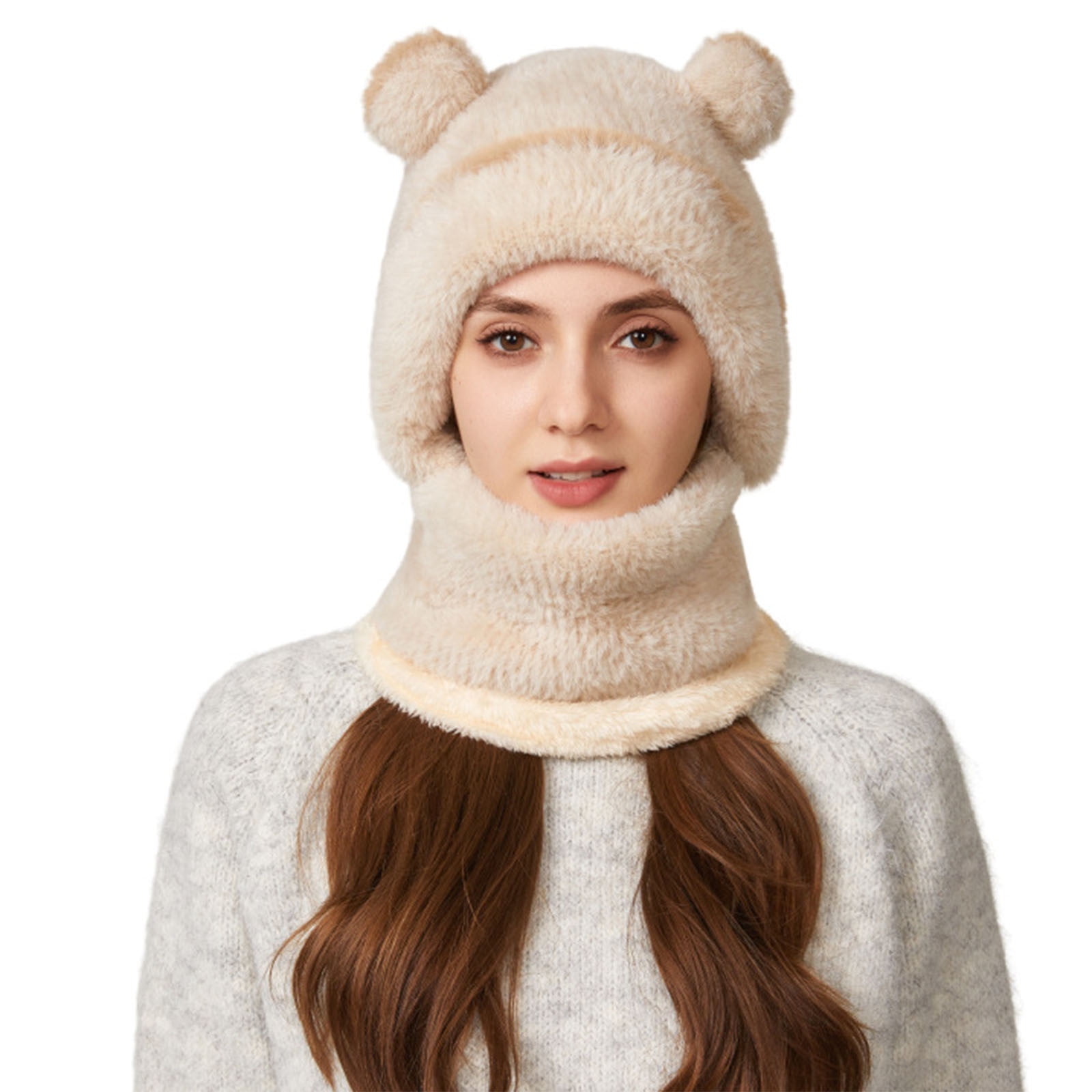 Cozy Knit Balaclava for Adults Kids, Warm Fleece-Lined One-Piece Hood ...