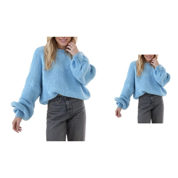 Cozy Knit Sweater with Ribbed Details, Women's Fashion Casual Long ...