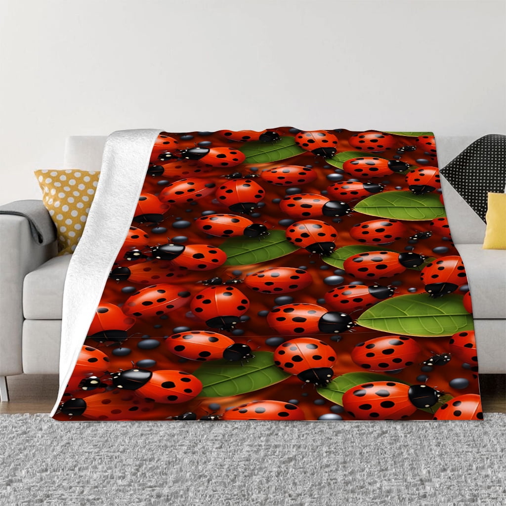 Cozy Ladybug Flannel Throw Blanket - Soft, Warm & Versatile for All ...