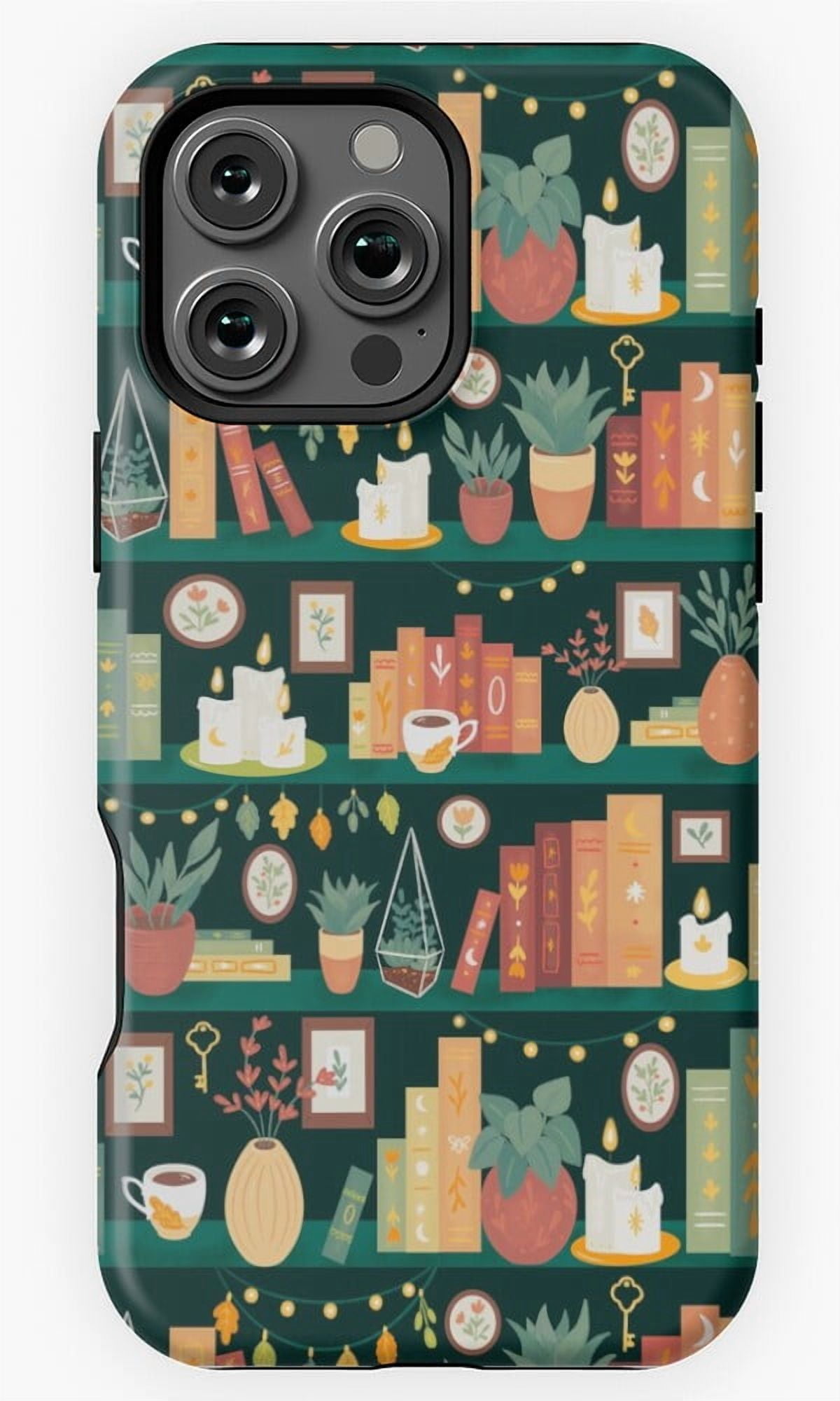 Cozy Library Hygge Reading Nook Book Lover Art iPhone 11–16 Pro Max ...