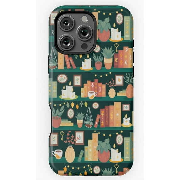 Cozy Library Hygge Reading Nook Book Lover Art iPhone 11–16 Pro Max ...