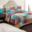 Sky Blue Floral Patens Ogee Patchwork Cotton Queen 3 Piece Quilt ...