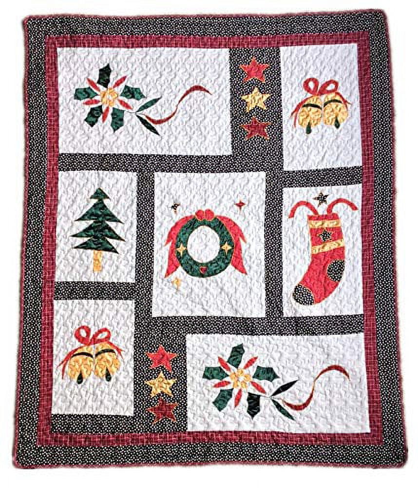 Cozy Line Warm Christmas Tree Embroidered 100% Cotton Quilted Throw ...