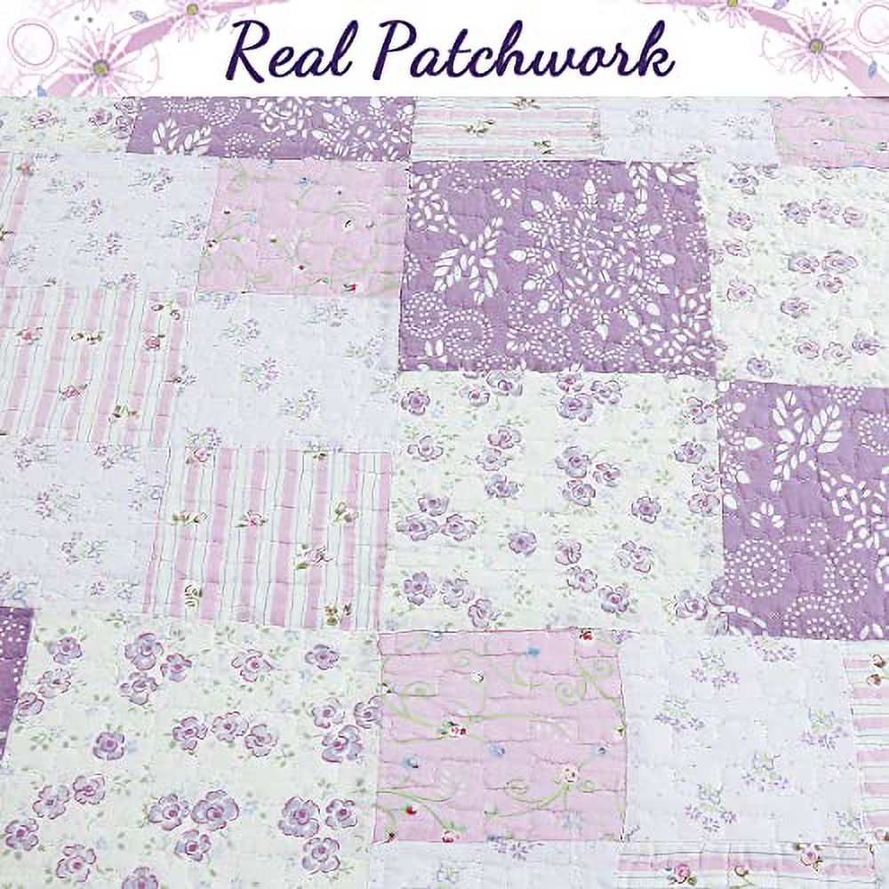 Cozy Line Home Fashions 100% Cotton Hand Pieced Real Patchwork Floral Scalloped Edge Country ...