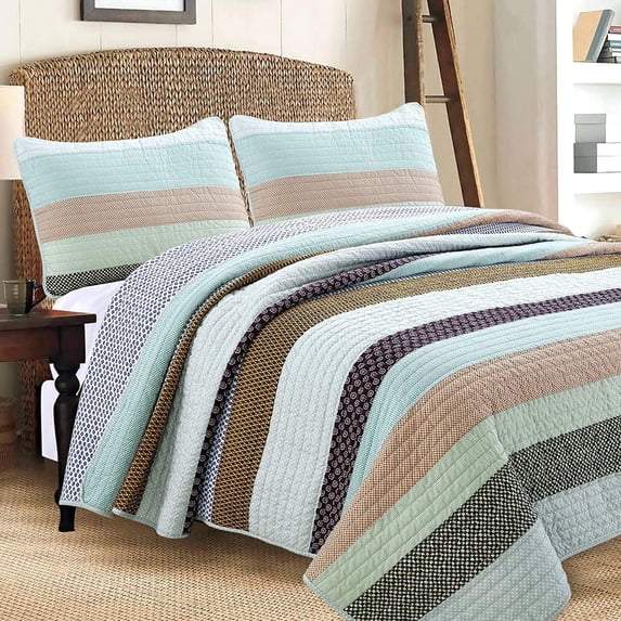 Cozy Line Home Fashions 100% Cotton Reversible Quilt Bedding Set ...