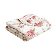 Cozy Line Home Fashions Floral Throw, 100% Cotton Reversible Quilted ...