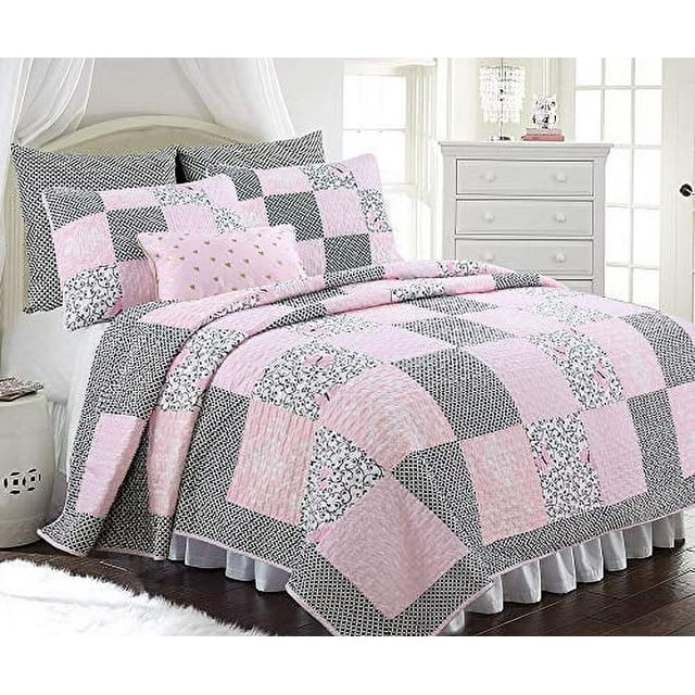 Cozy Line Home Fashions Emerson Pink Butterfly Patchwork Reversible ...