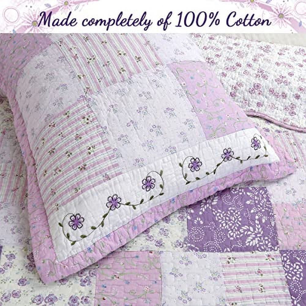 Cozy Line Home Fashions Love of Lilac Bedding Quilt Set, Light Purple ...