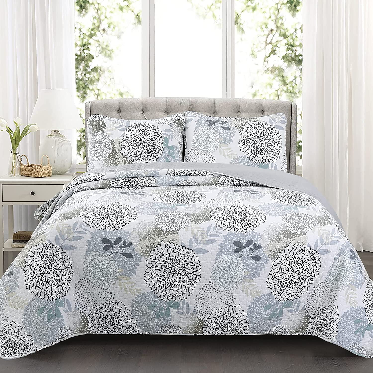 Cozy Line Home, Modern Aqua Blue & Turquoise King Quilt Set, Cotton ...