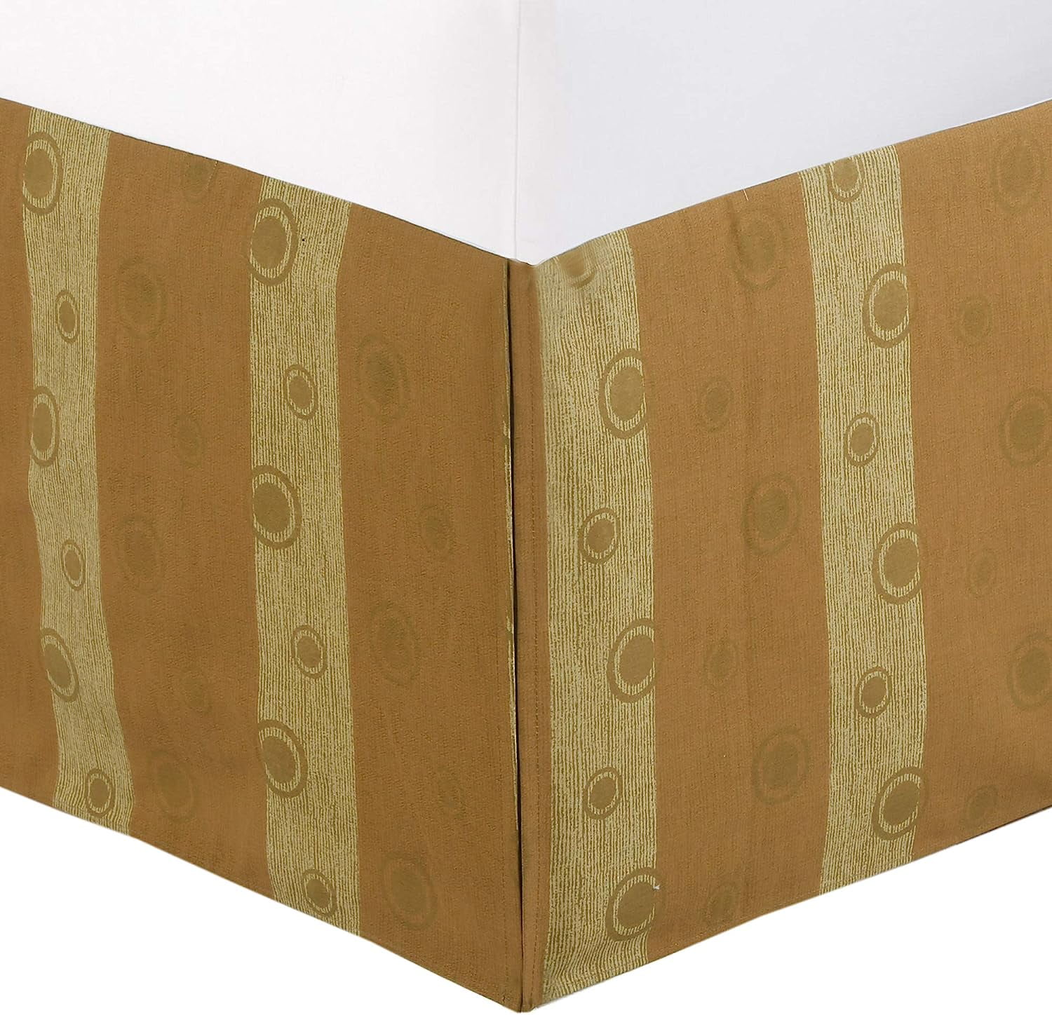 Cozy Line Home Fashions Pattered Stripe Brown Tan Bed Skirt, Dust ...