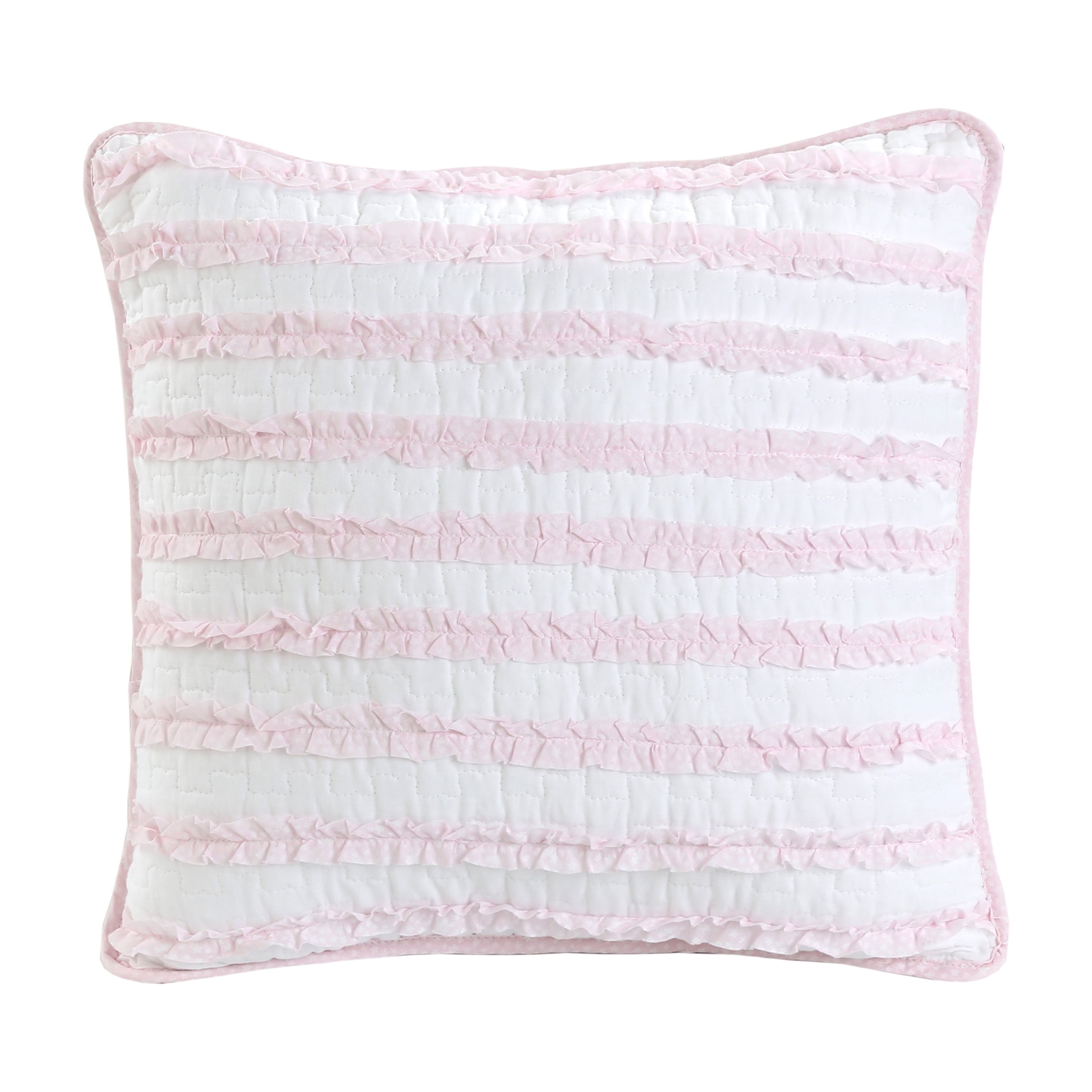 Cozy Line Home Fashions Pink Princess Ruffle Stripe 100% Cotton Square ...