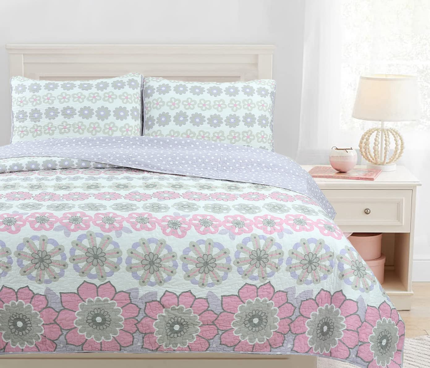 Cozy Line Home Fashions Whimsical Purple Lavender Pink Floral 100% ...