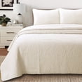 Cozy Line Ivory Matelasse Medallion 100% Cotton Quilt Set, King ...