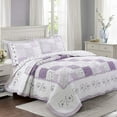 Cozy Line Reversible 100% Cotton Quilt Set, Love of Lilac Patchwork ...