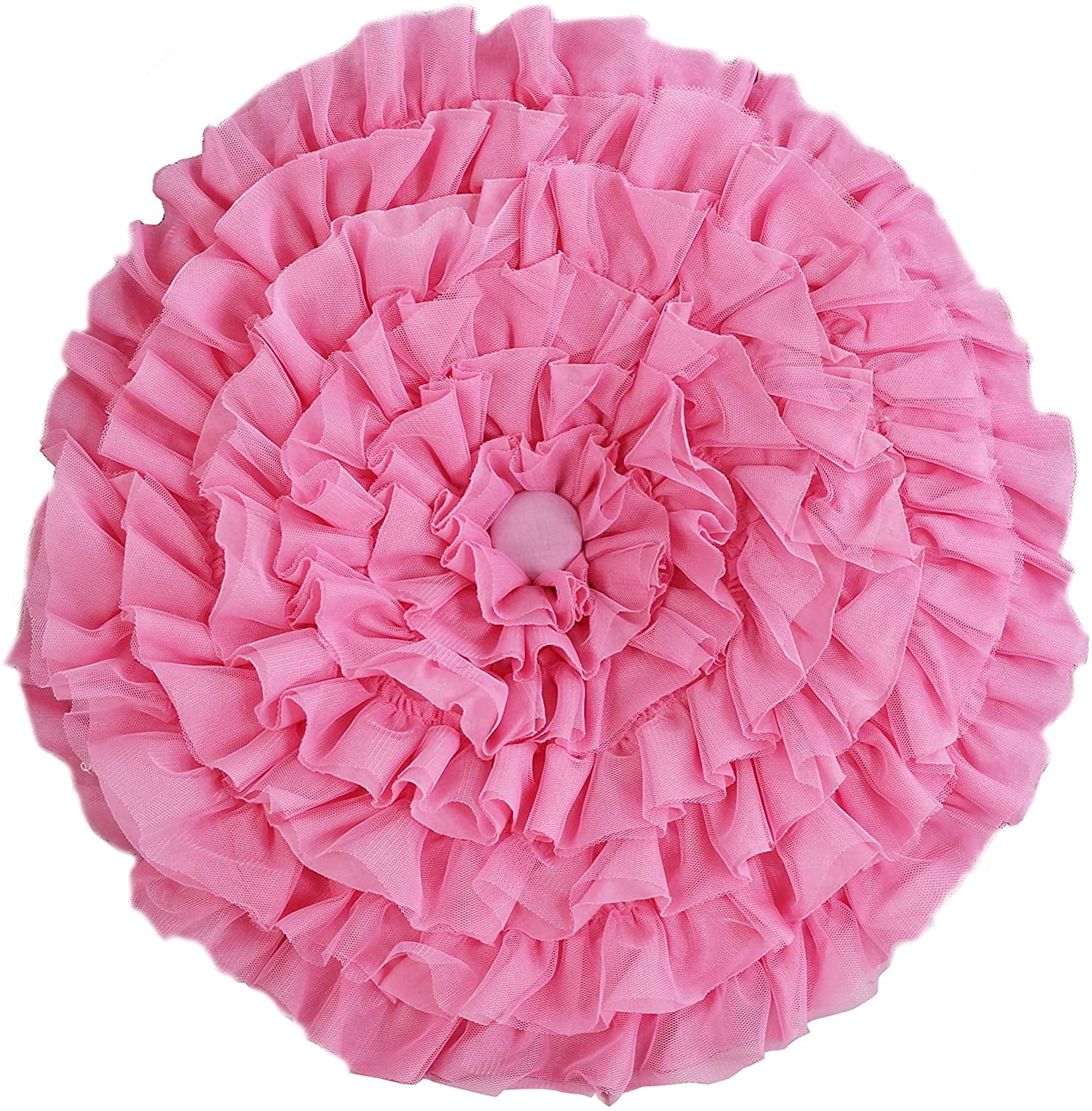 Cozy Line Pink Ruffle Flower Novelty Shape Embroidered Print Round ...