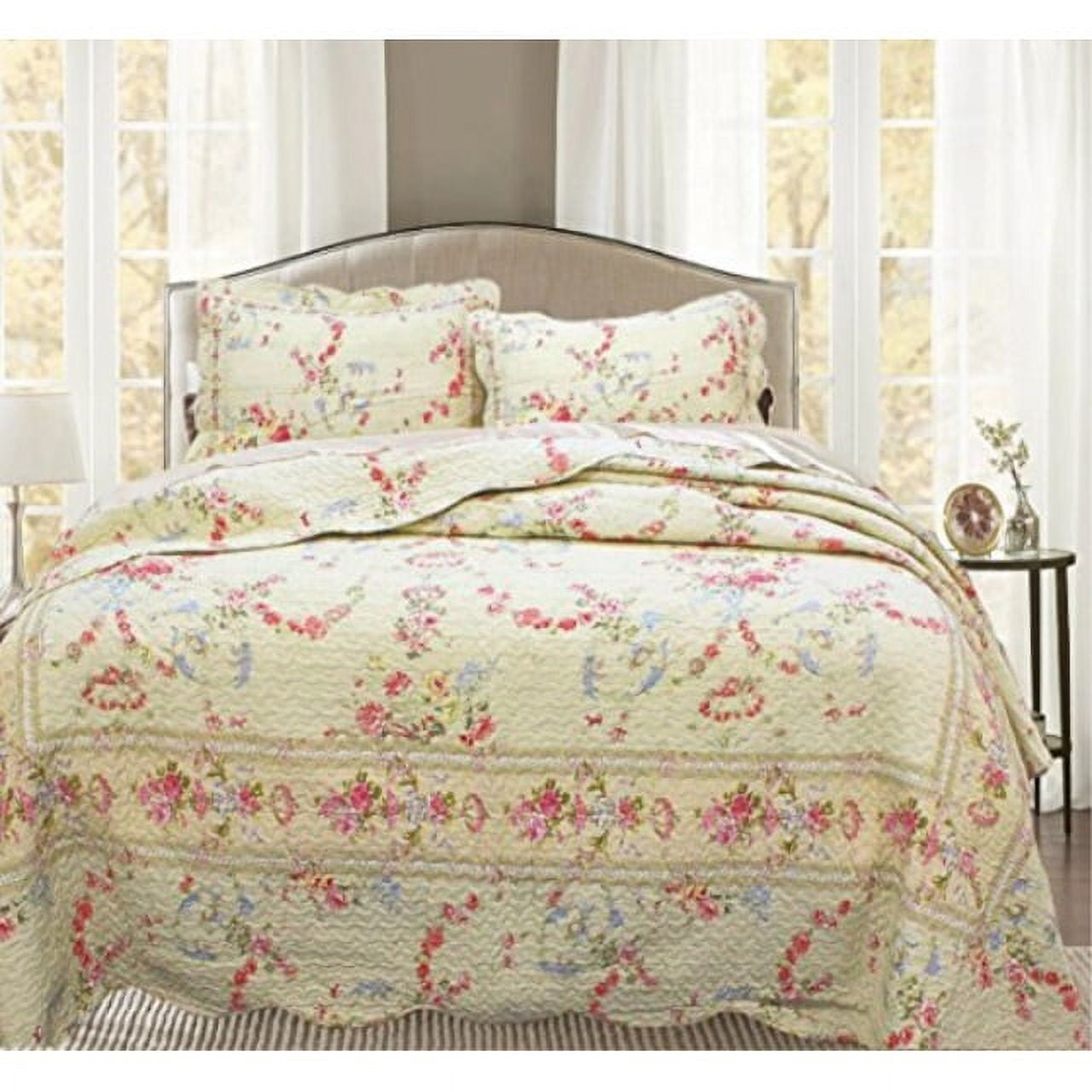 Cozy Line Prairie Bloom Reversible 100% Cotton Quilt Bedding Set, 2 ...