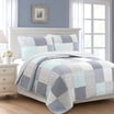 Sky Blue Floral Patens Ogee Patchwork Cotton Queen 3 Piece Quilt ...
