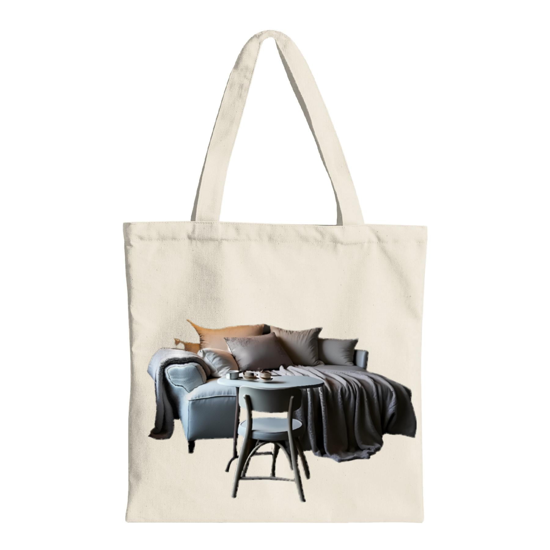 Cozy Living Space Tote Bag - Artistic Canvas Design with Sofa Cushions ...