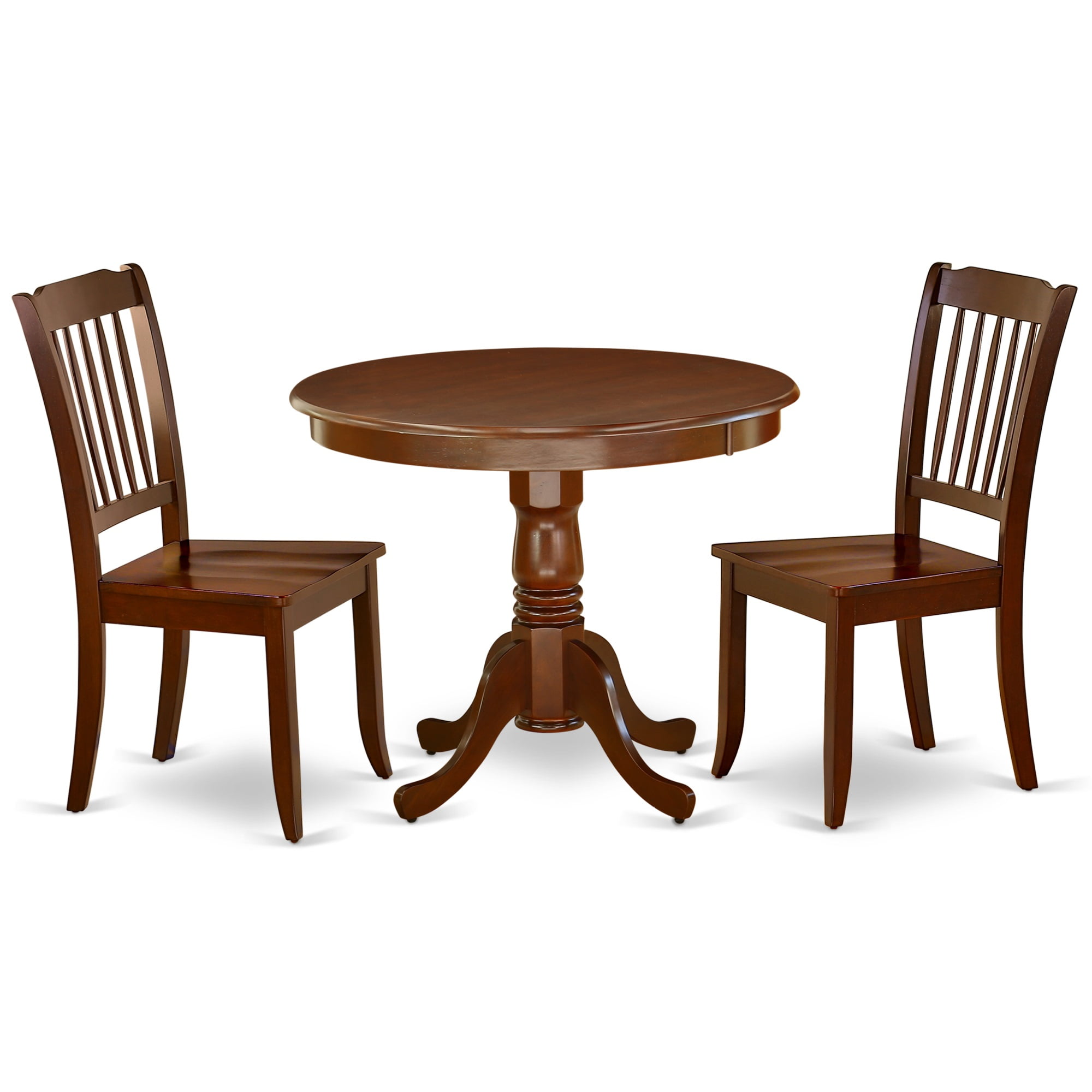Cozy Mahogany Kitchen Dinette Set - Round 36" Table & 2 Chairs | Small ...