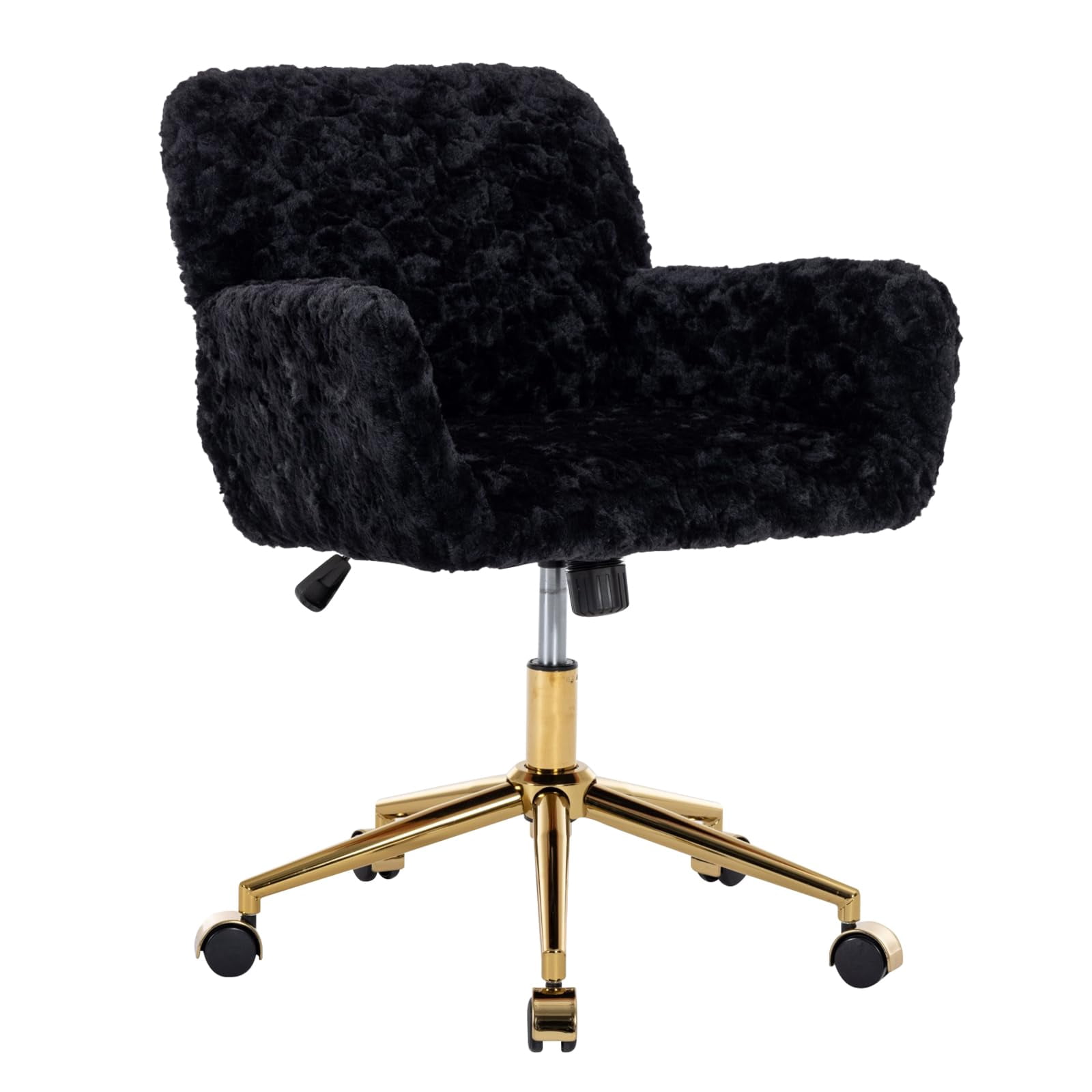 Cozy Makeup Vanity Swivel Chair, Furry Office Desk Chair with Wheels ...