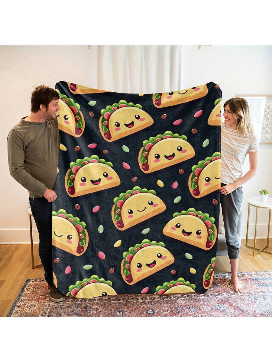 Cozy Mexican Tortilla Throw Blanket - Soft Flannel Fleece, Vibrant Taco ...