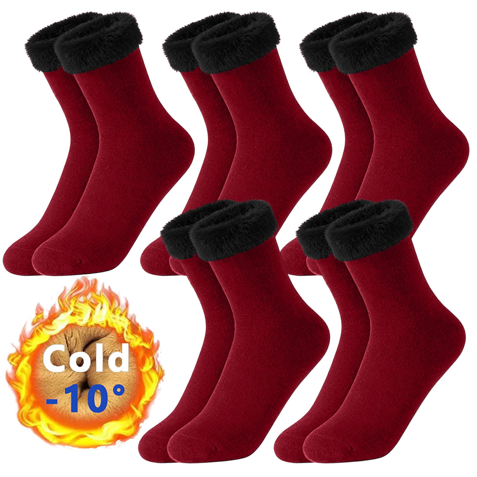 Cozy Mid-Calf Fleece-Lined Socks for Men and Women - Perfect for Winter ...