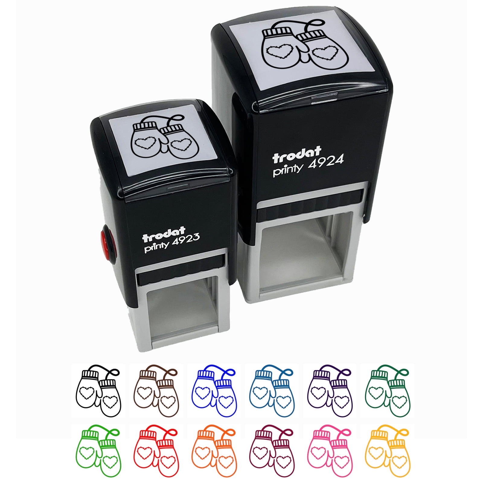 Cozy Mittens with Hearts Winter Self-Inking Rubber Stamp Ink Stamper ...