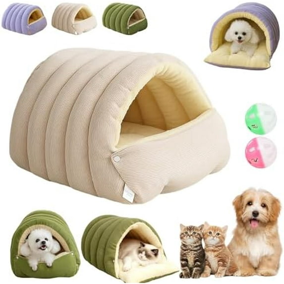 Cozy Monster Cat Bed, Soft Fluffy Warm Pet Nest House with Removable ...