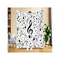 Cozy Music Note Print Flannel Throw Blanket, Soft Warm Durable Machine ...