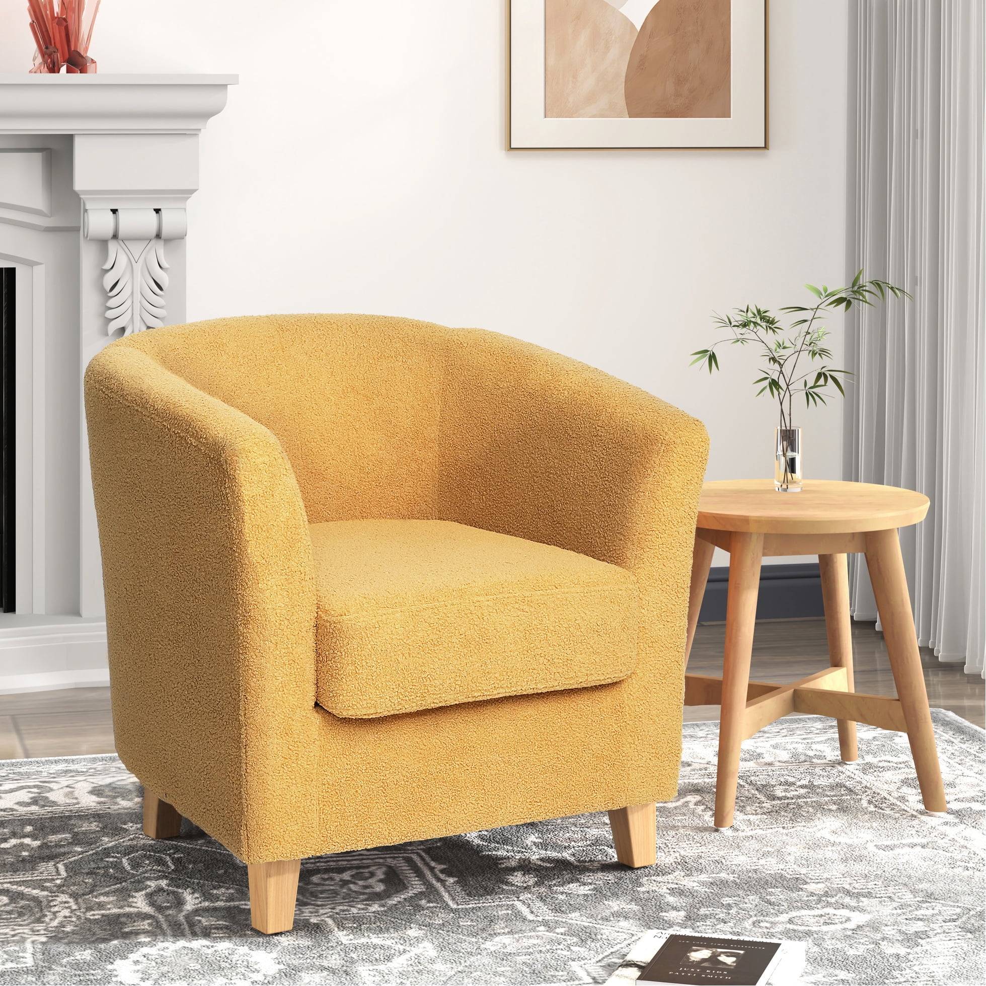 Cozy Mustard Yellow Arm Seat - High Foam, Fabric Covering For Living ...