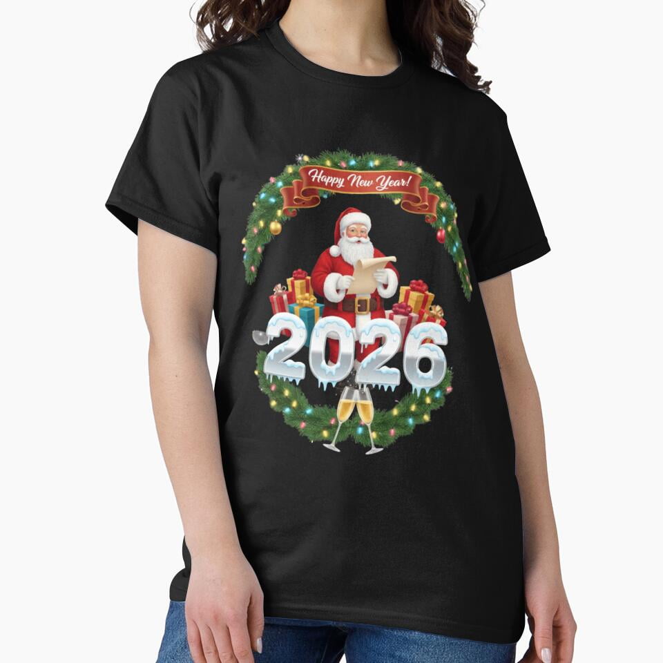 Cozy New Year 2026 Cute Festive Holiday Modern Celebration Art Unisex T-Shirt, up to size 5XL ...