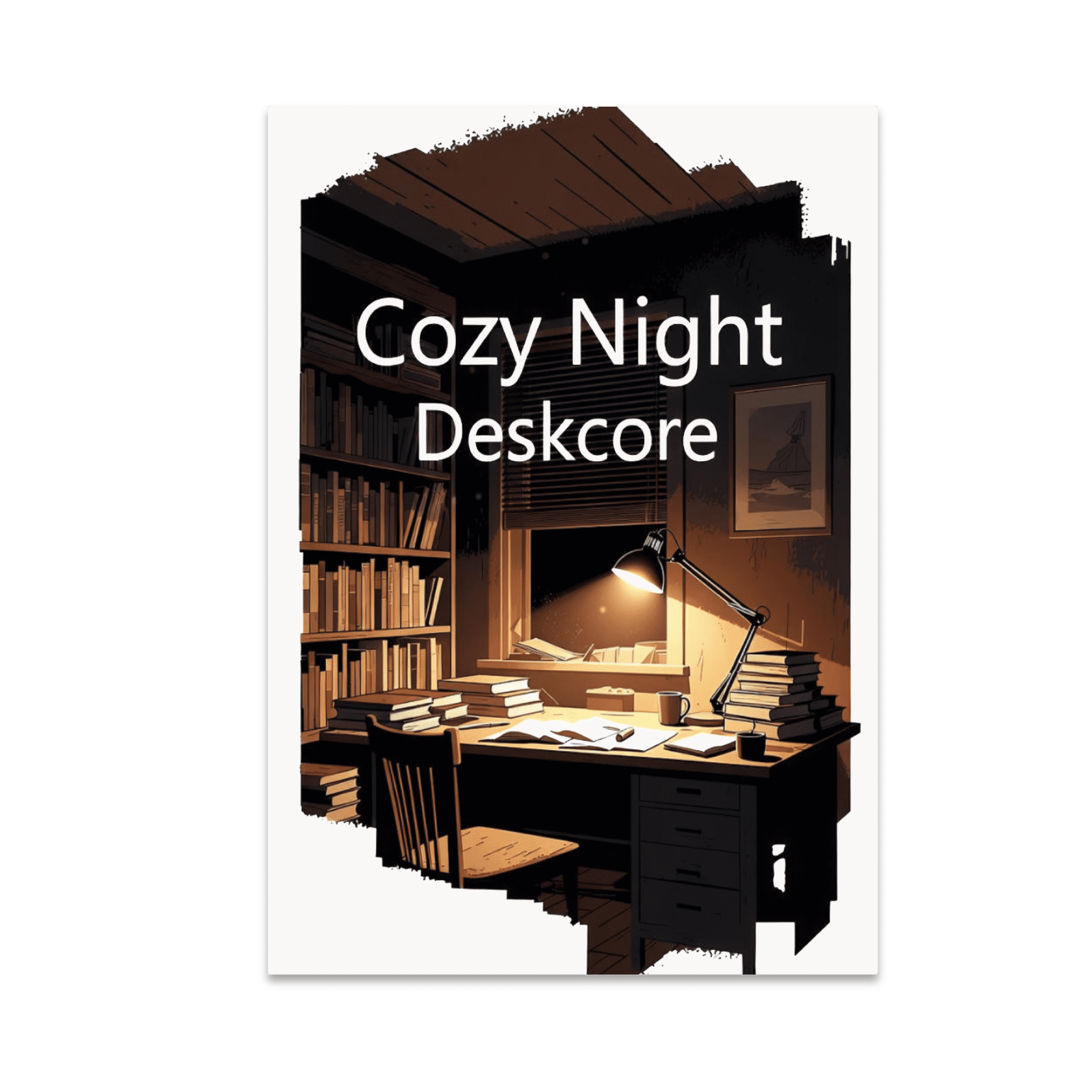 Cozy Night Desk Setup Art - Home Office Decor - 13x19 Poster Print ...